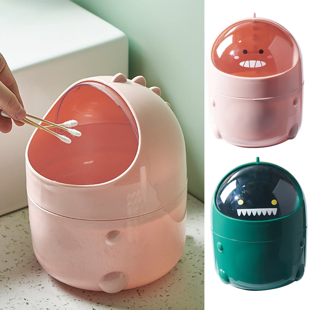 Shenmeida Plastic Wastebasket Trash Can with Swing Lid, Tiny Desktop ...