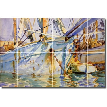 Ceramic Tile Mural-Thomas Eakins Waterfront Painting 344. 72" w x 48" h using (24) 12 x 12 ...