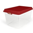 Hefty 72 Quart Clear Plastic Storage Bin with Holiday Red HIRISE Lid ...