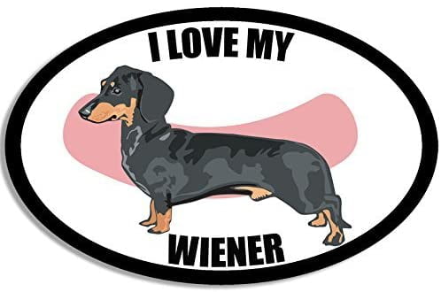 Oval I Love My Wiener Dachshund 3M Reflective sticker| weener Weiner ...