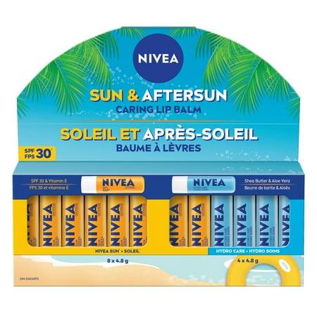 Nivea Sun & Aftersun Caring Lip Balm Sticks, 12-pack - Walmart.ca