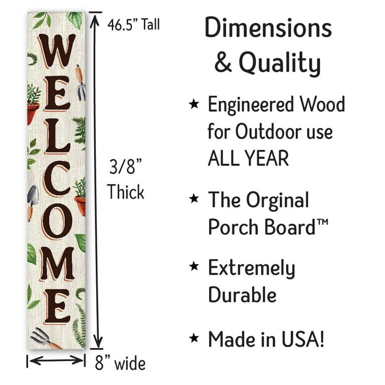 Welcome W/Flower - Tall Outdoor Welcome Sign / Porch Leaner For Front ...