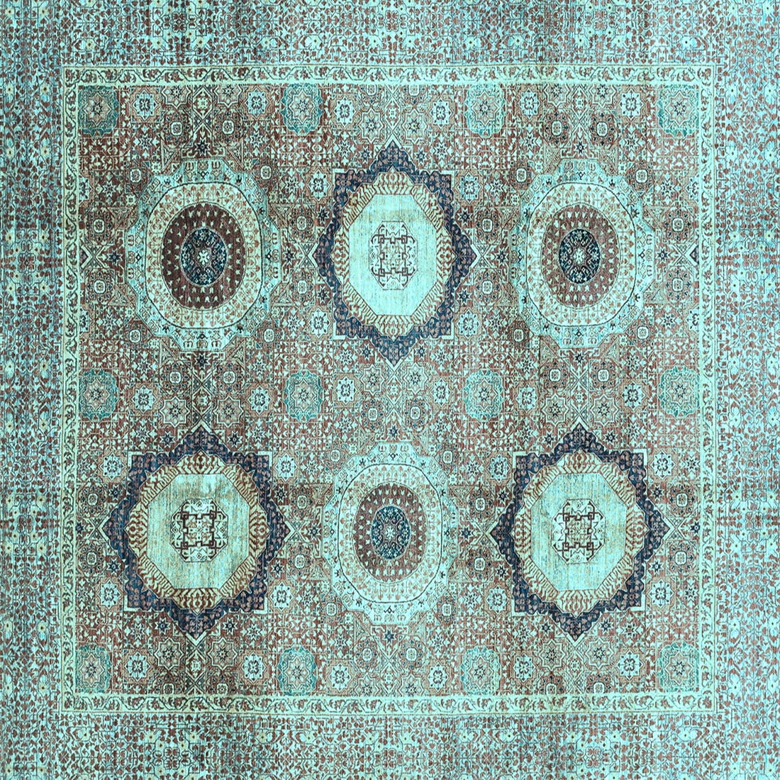 Ahgly Company Indoor Square Abstract Light Blue Modern Area Rugs, 6 ...