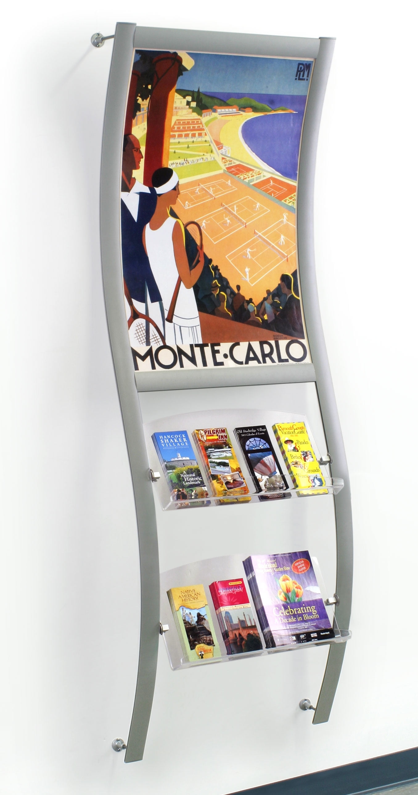 Displays2go Curved Wall Mounted Poster Rack with Literature Trays ...
