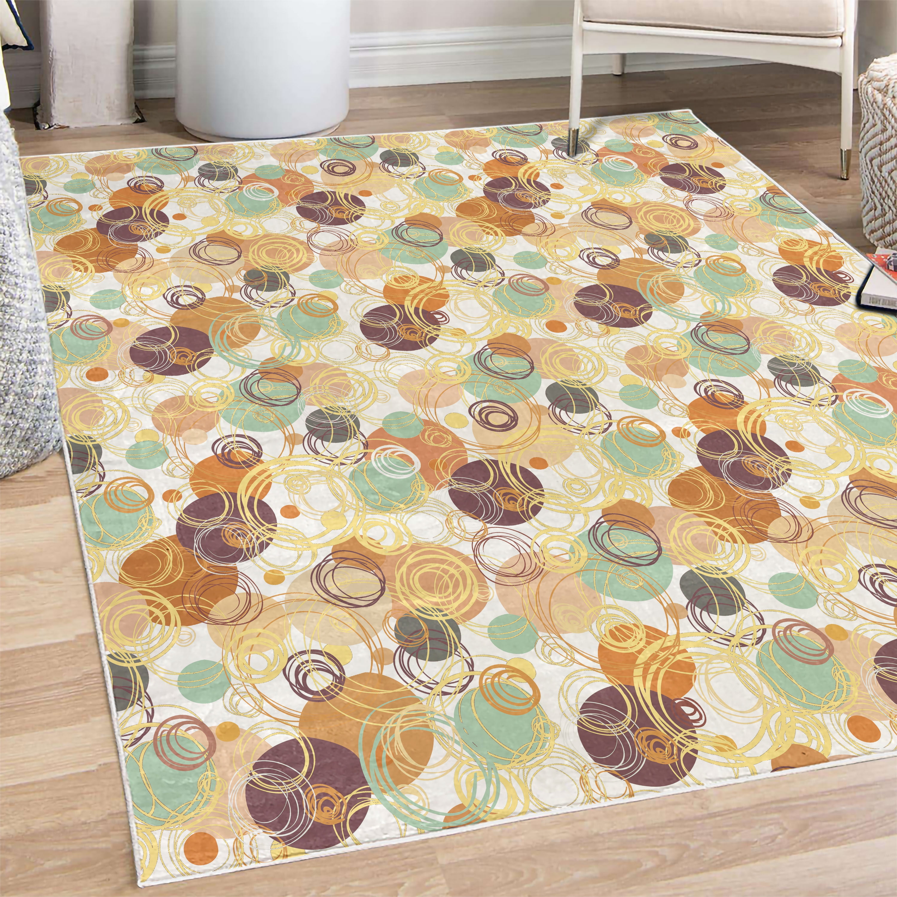 Abstract Decorative Rug, Hand Drawn Sketchy Geometrical Retro Modern ...