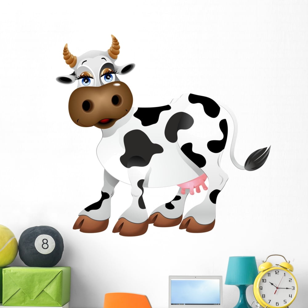 Mucca Cartoon-cartoon Cow-vector Wall Decal Sticker by Wallmonkeys ...