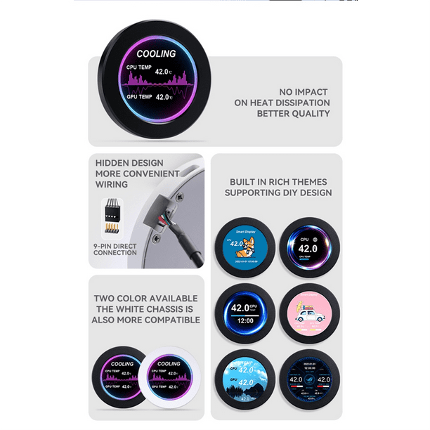 2.1 Inch IPS TYPE-C Disk Water-Cooled Intelligent Sub-Screen Chassis ...