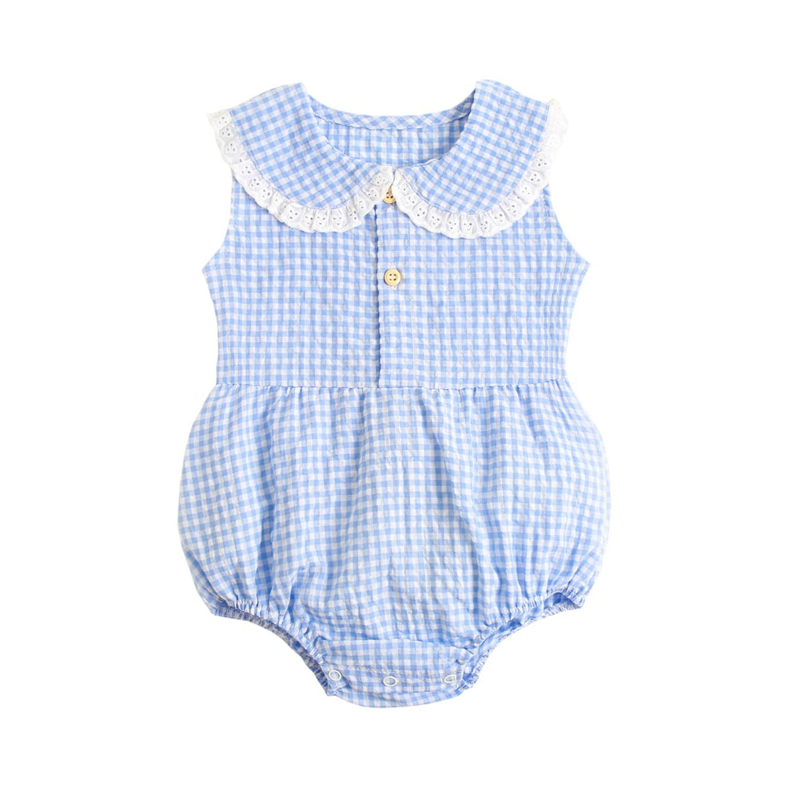 Rovga Baby Girl Bodysuits Sleeveless Plaid Prints Ruffles Romper ...