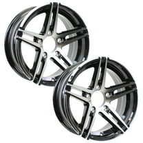 "Pack of 2, 15-inch Aluminum Trailer Rim T-07 Spoke - Black Machined, 5 ...