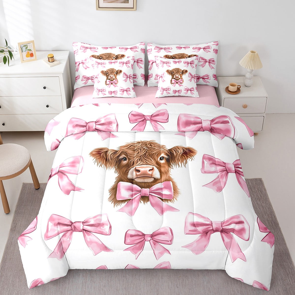 Click here for Erosebridal Girls Pink Bowknot Bedding Full Size... prices
