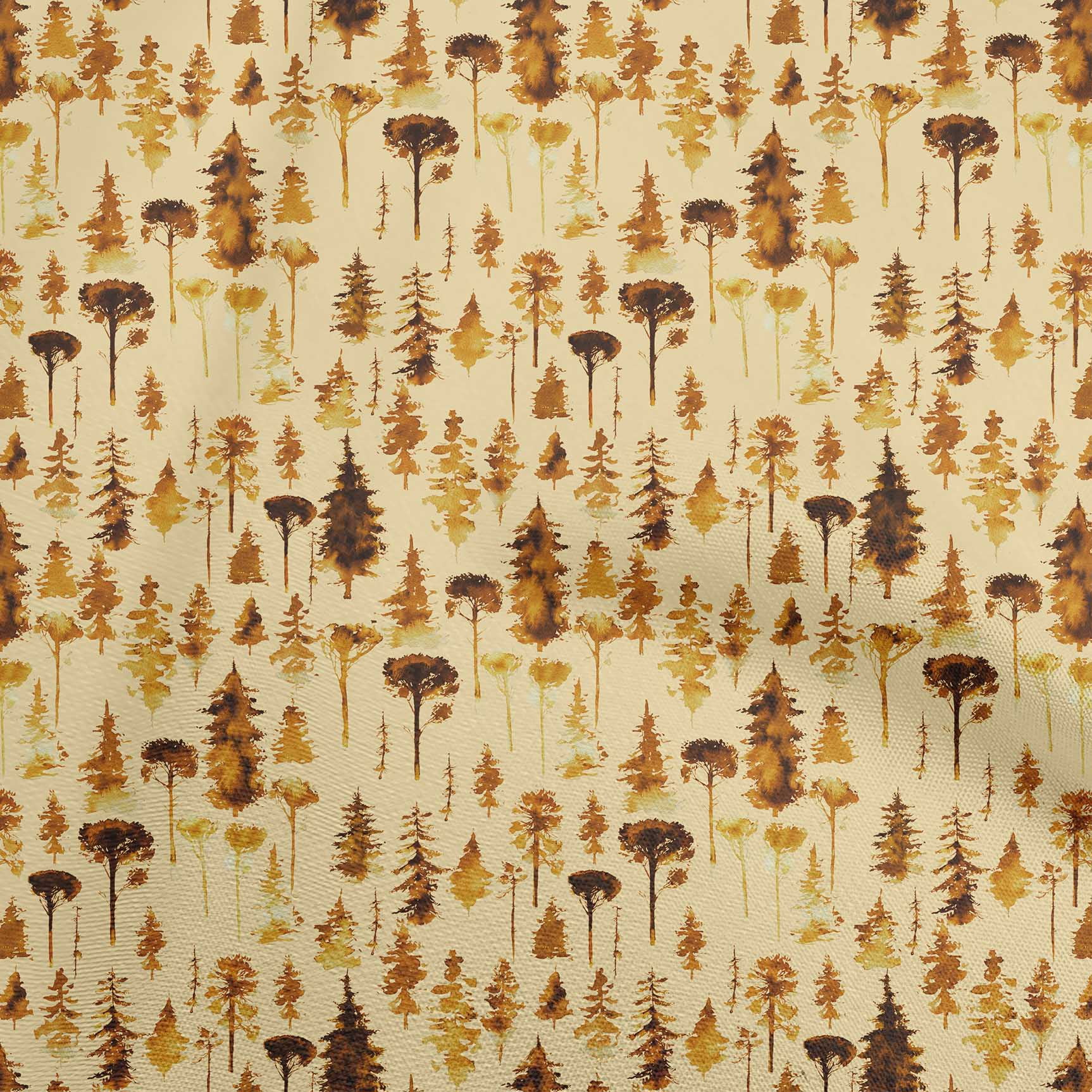 oneOone Viscose Chiffon Yellow Fabric Tree Sewing Material Print Fabric ...