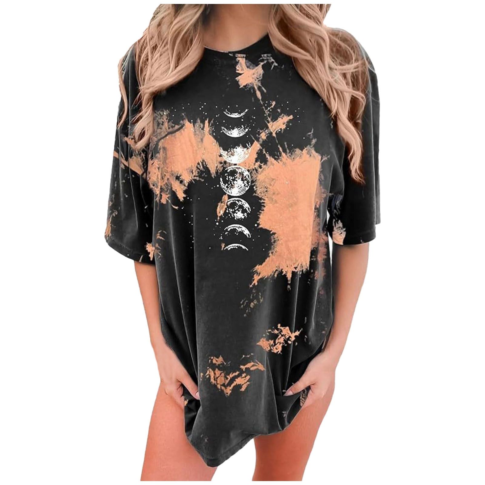 Click here for Linyuppp Moon Graphic Oversized Womens T Shirt Loo... prices