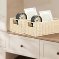 4 Pack Foldable Woven Storage Baskets, Rectangle Paper Rope Organizer ...
