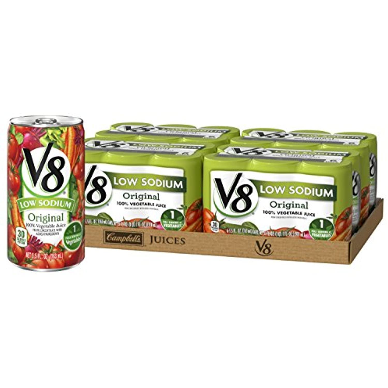 V8 Low Sodium Original 100% Vegetable Juice, 5.5 Oz. Can (4 Packs Of 6 ...