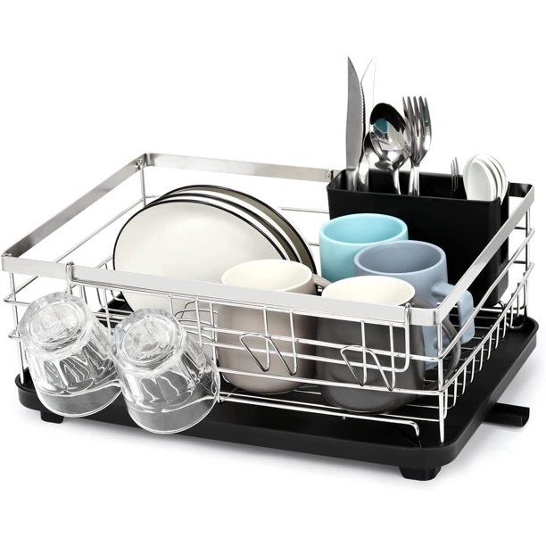 Dish Drying Rack for Kitchen Counter,Rust-Proof Dish Drainer with ...