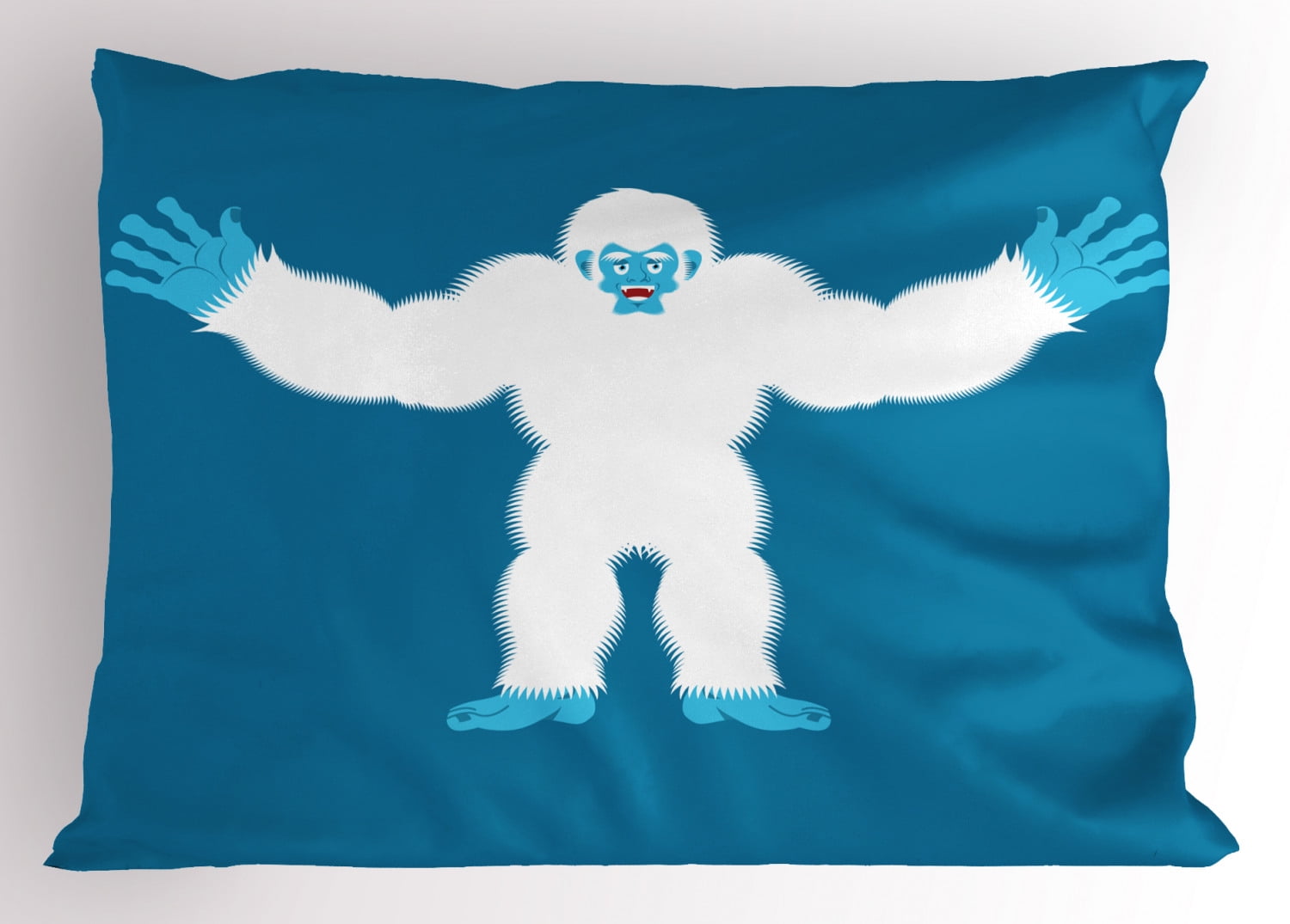 Bigfoot Pillow Sham, Ape-Like Fantastic Winter Creature with Big Hands ...