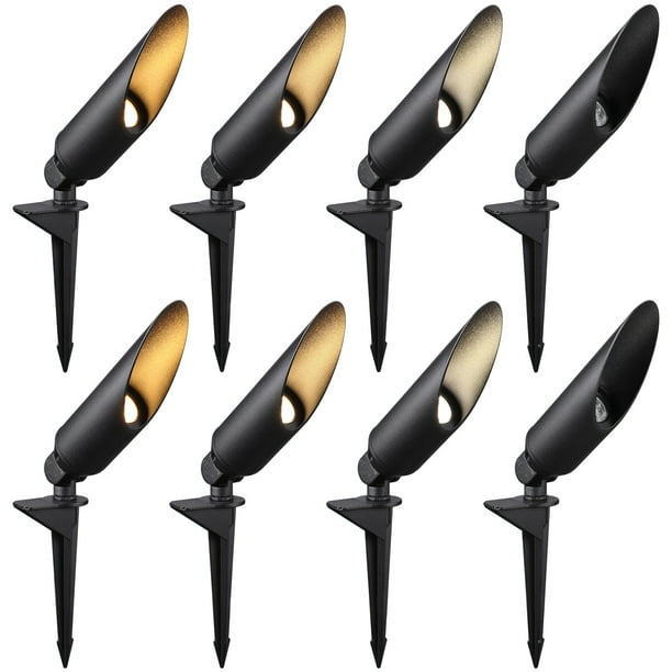 LEONLITE 8 Pack Low Voltage LED Landscape Spotlight, 2700K/3000K/4000K ...