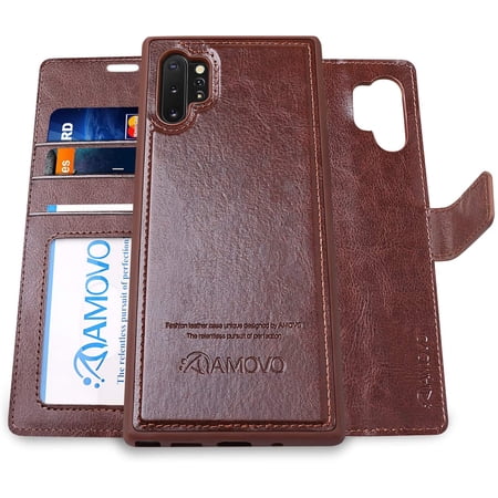 Galaxy Note 10+ Wallet Case [2 in 1 Detachable] AMOVO [Vegan Leather ...