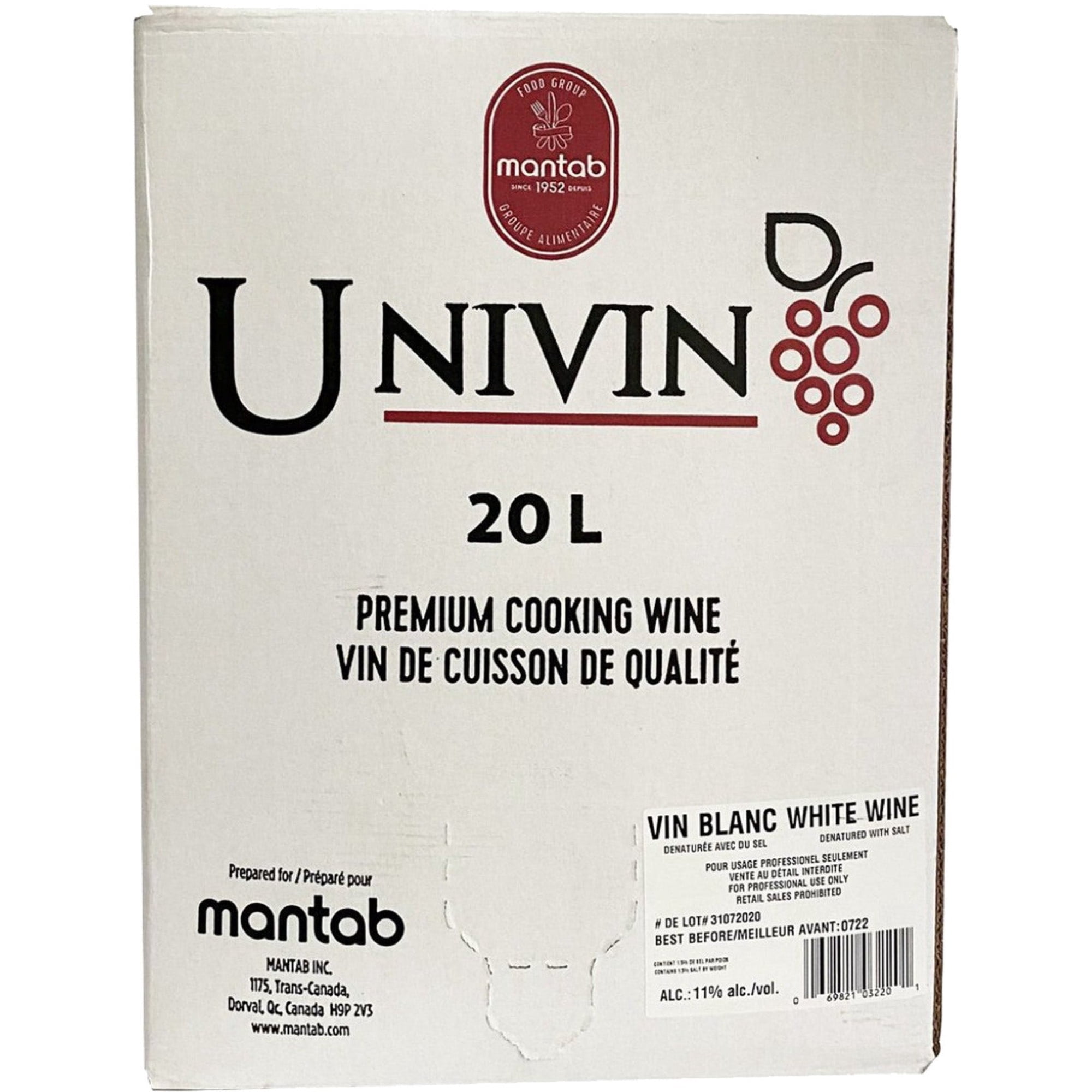 Click here for Univin Cooking Wine White Denatured - 1ct - 20ltr... prices