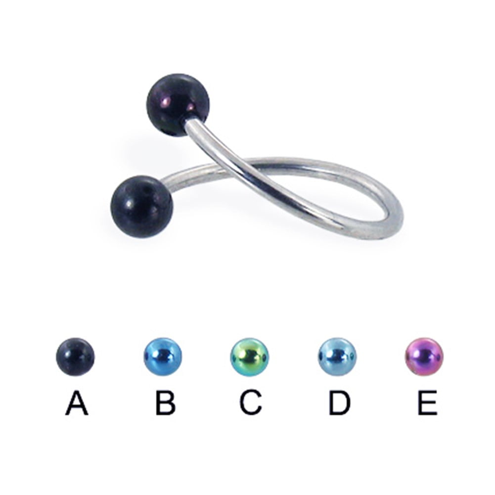 Twister Barbell With Colored Balls, 16 Ga,9/16" (14Mm),Light Blue - D ...