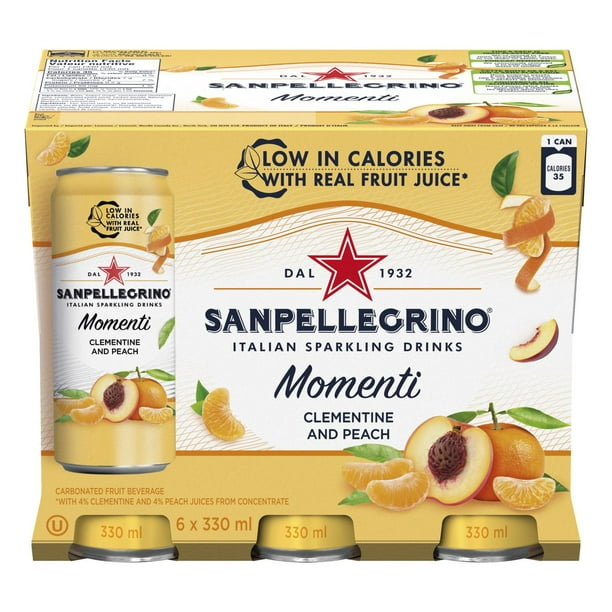 SAN PELLEGRINO MOMENTI Sparkling Water Clementine Peach – 6x330mL, 6 x 330ml Cans - Walmart.ca