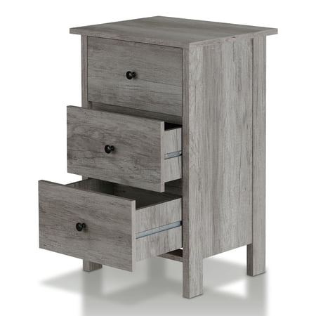 Furniture of America Abbie Farmhouse 3-Drawer Nightstand, Vintage Gray ...