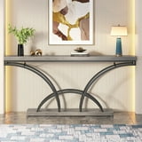 Tribesigns 70.9'' Metal Entry Sofa Table, Gray Decorative Console behind Couch with Wood Top ...