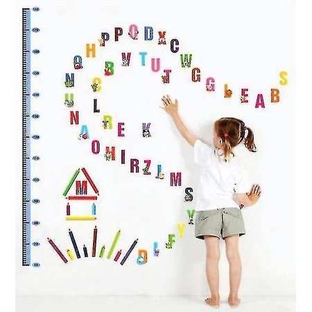 Cartoon English Alphabet Height Measure Wall Stickers Peel And Stic ...