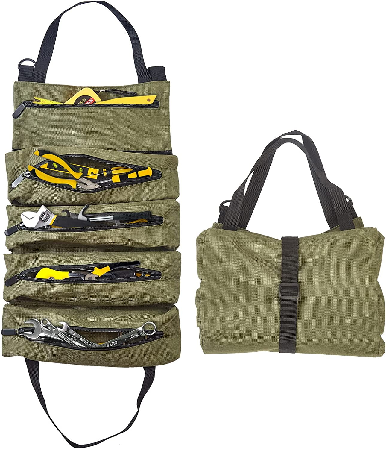 Tool Roll Up Bag, Canvas Multi-Purpose Roll-Up Tool Organizer, Tool Bag ...