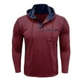 Kakii Mens Hooded Quarter-Zip Jacket - Fleece Lined Casual Button Up ...