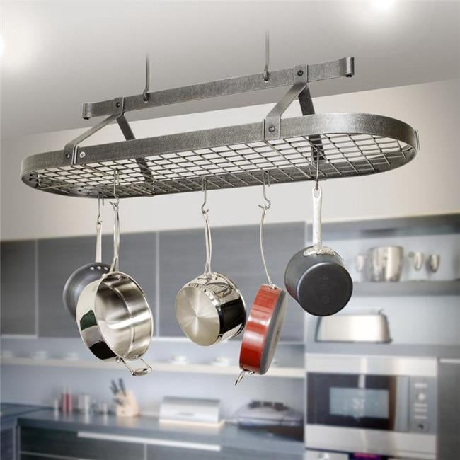Enclume Flush Mount Rectangular Ceiling Pot Rack Hammered Steel ...