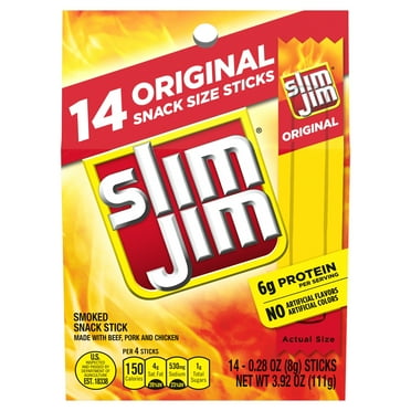 Slim Jim Smoked Meat Sticks, Original Flavor, 6g Protein Per Serving ...