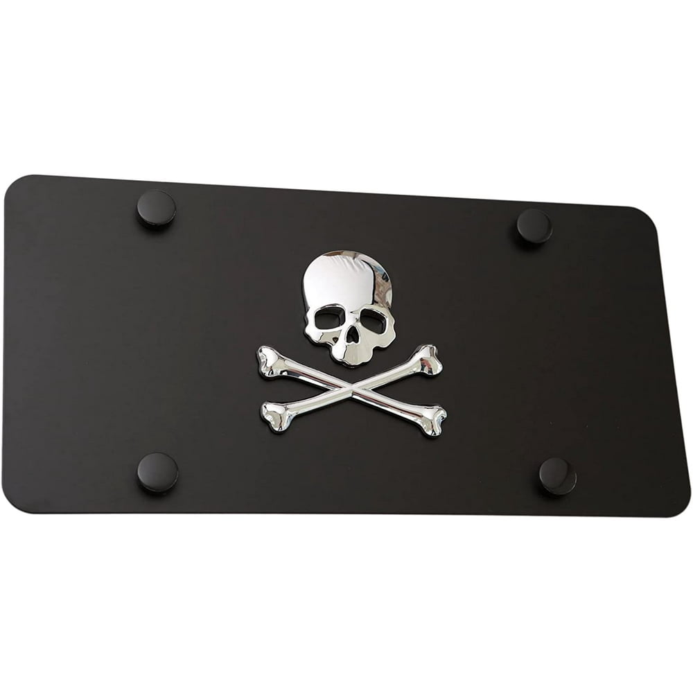 LFPartS Skull 3D Metal Chrome Crossbones Emblem on Black Stainless ...