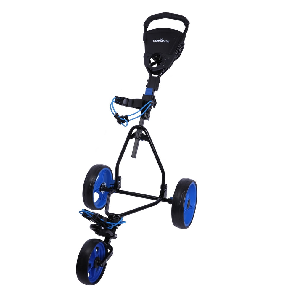 Caddymatic Junior Golf Cart - 3 Wheel Folding Cart for Kids- Black/Blue ...