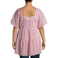 Terra And Sky Womens Plus Size Square Neck Flutter Sleeve Tiered Tunic