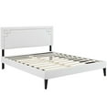 Ruthie Queen Vinyl Platform Bed with Squared Tapered Legs White ...