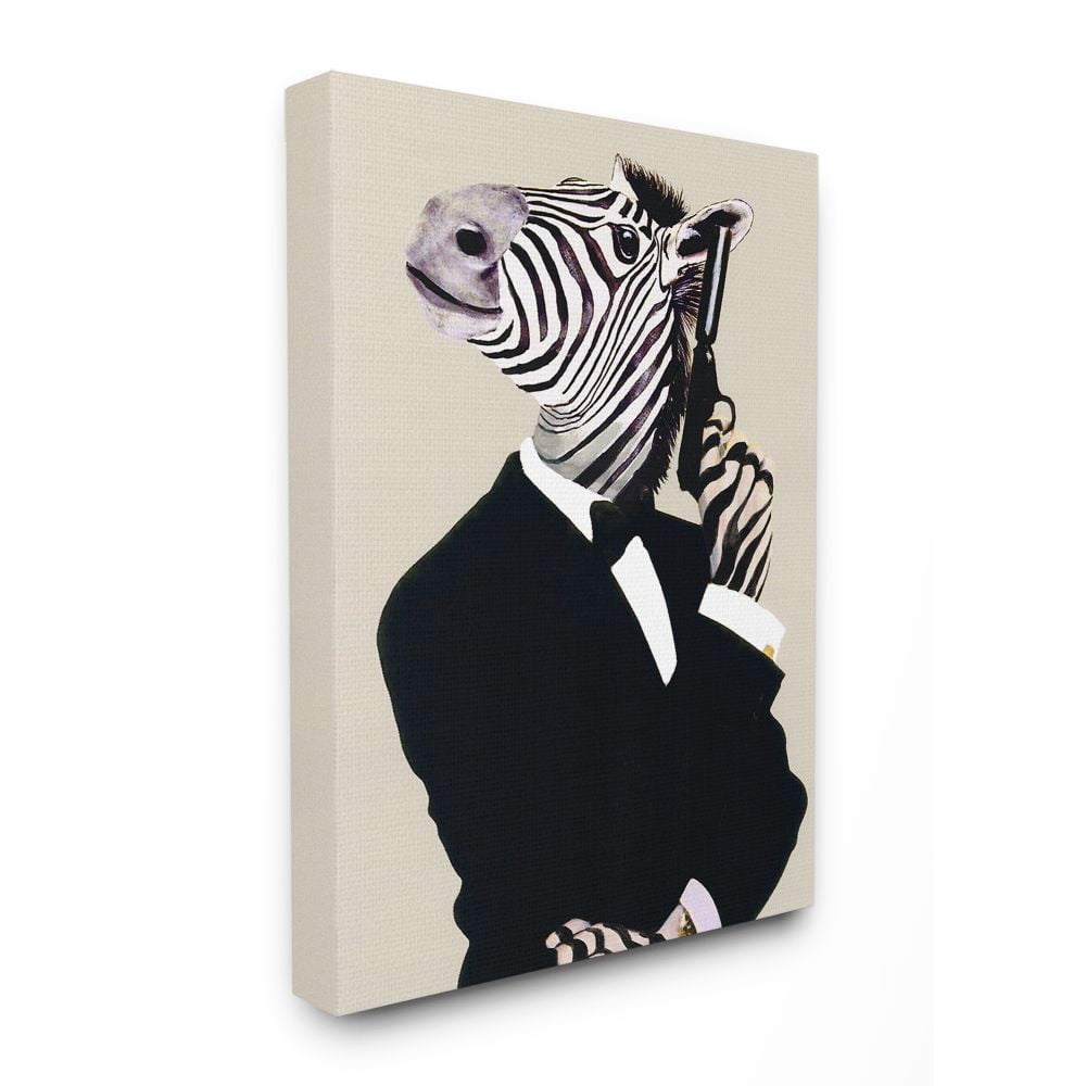 The Stupell Home Decor Collection Secret Agent James Bond Zebra Canvas ...