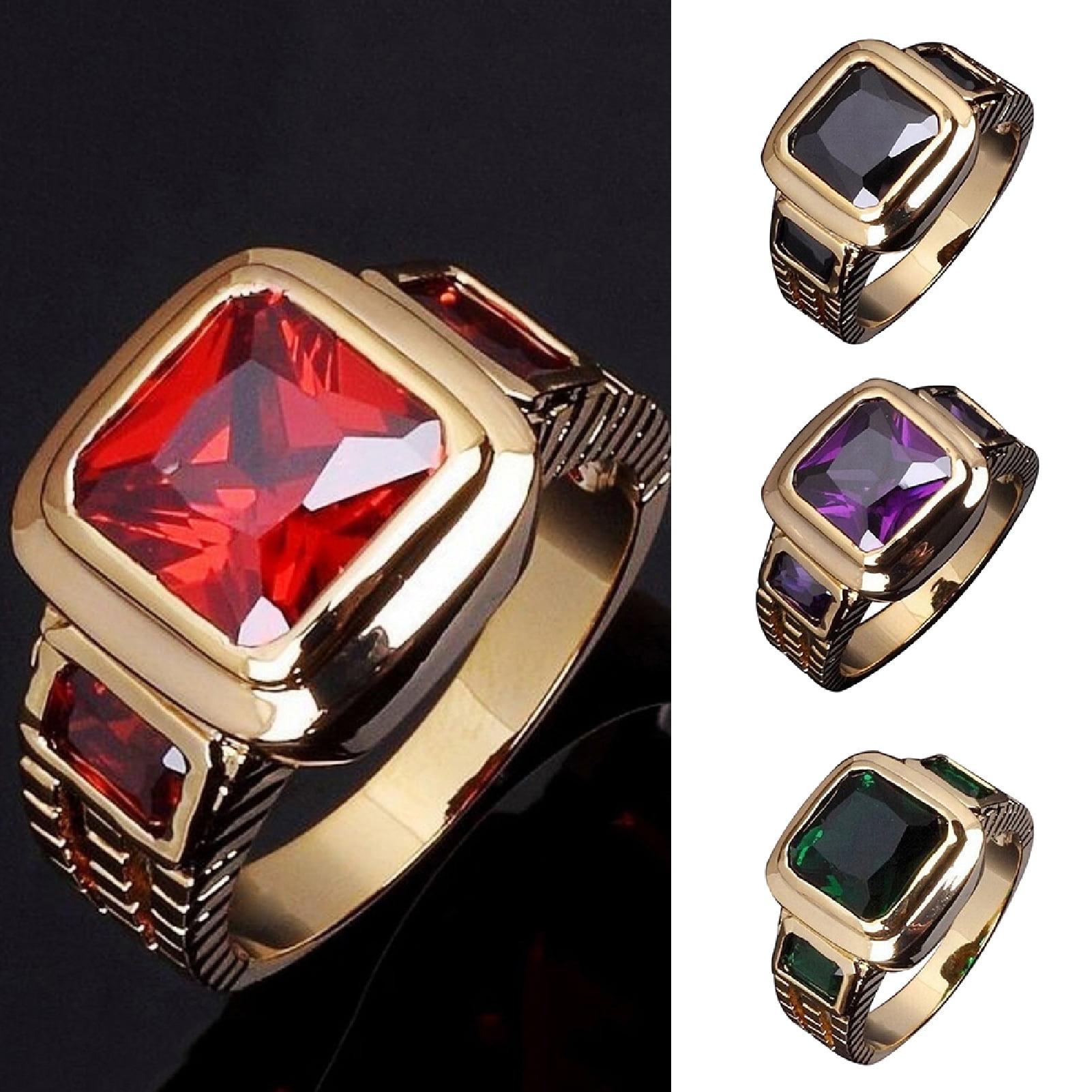 Opolski Ring Square Shape 4 colors Stainless Steel Business Man Ring ...