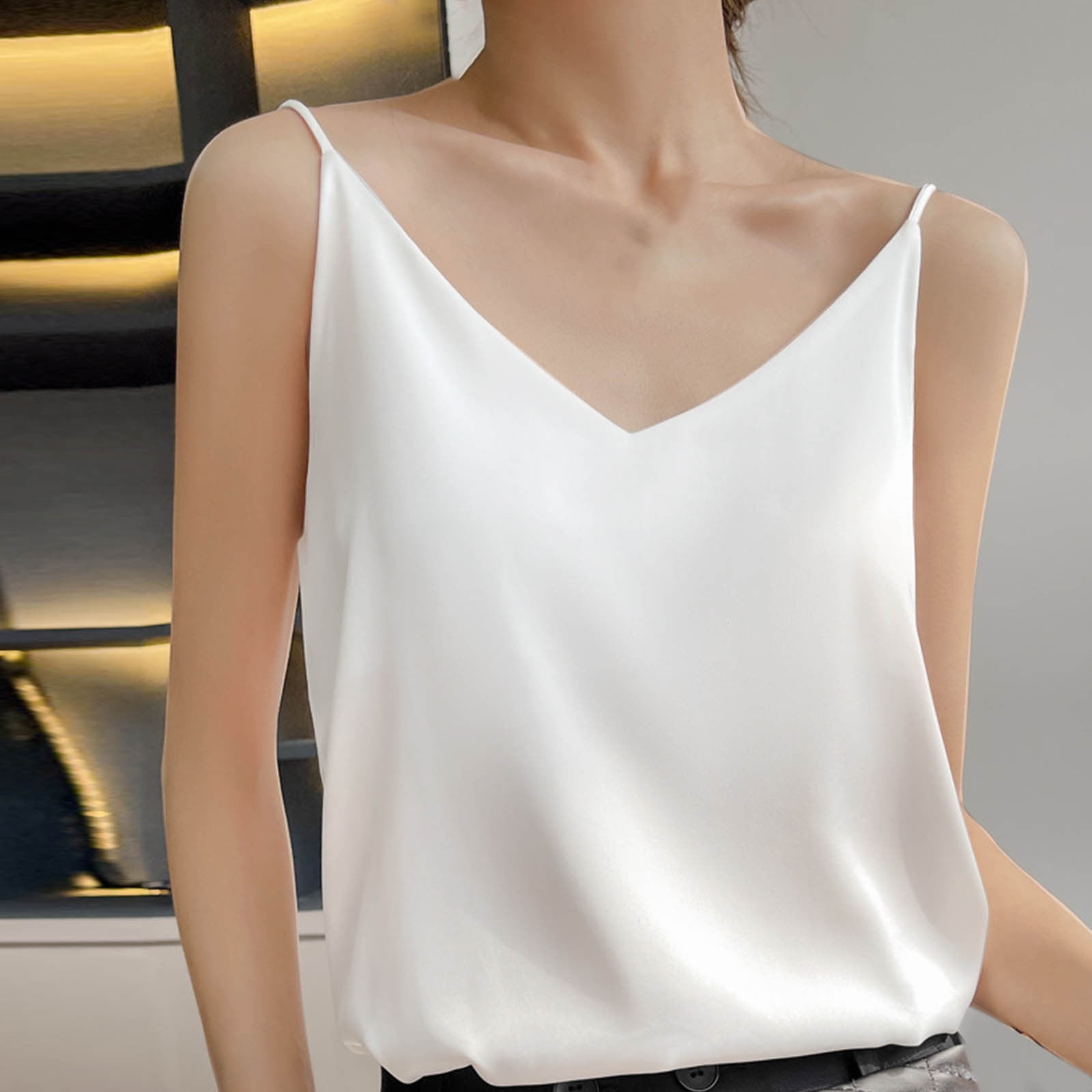 Click here for Staron Tank Top For Women Sleeveless Silk Satin To... prices