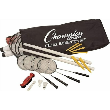 Champion Sports Outdoor Badminton Set:Net,Poles,4Rackets,4Shuttlecocks ...