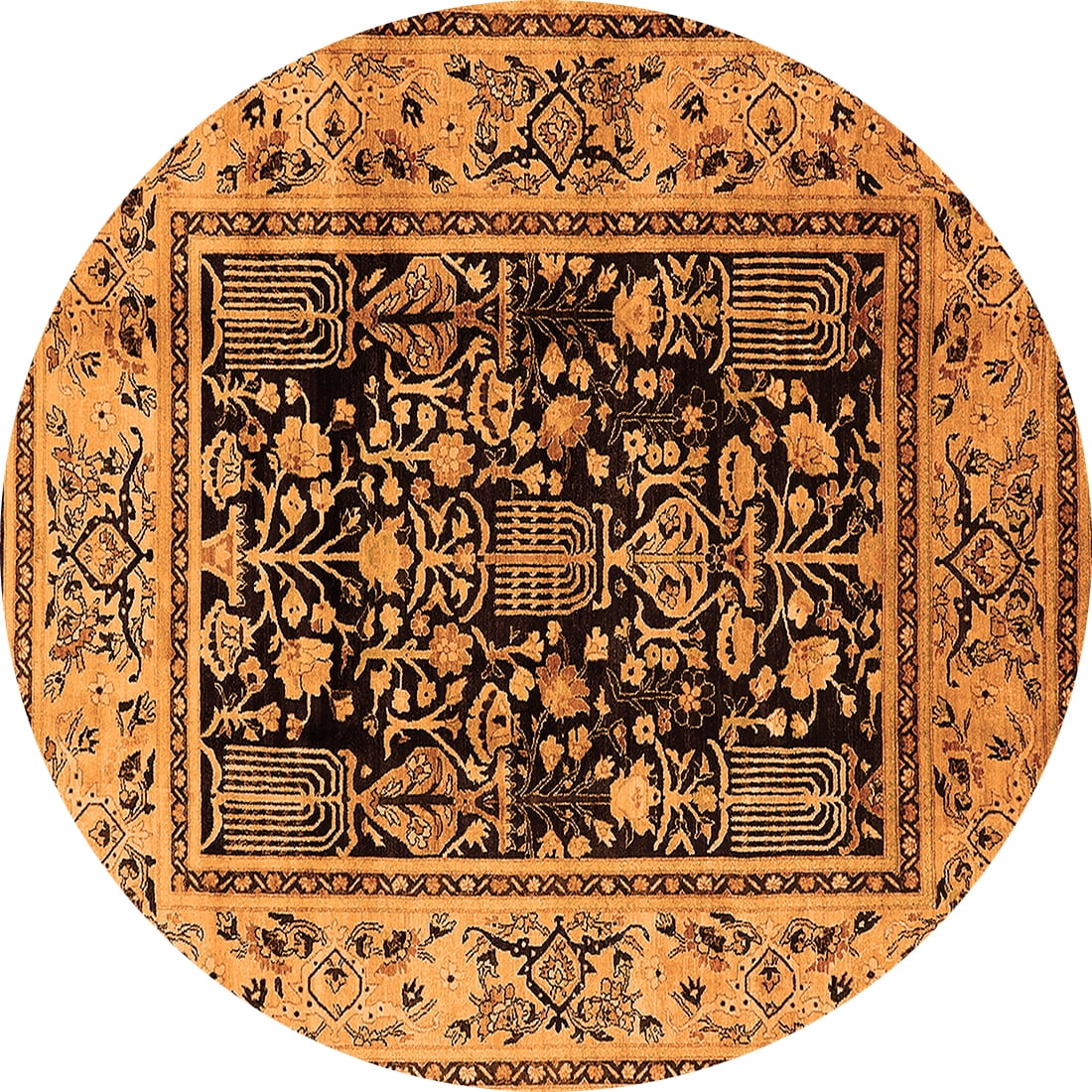 Ahgly Company Indoor Round Oriental Orange Industrial Area Rugs, 8 ...