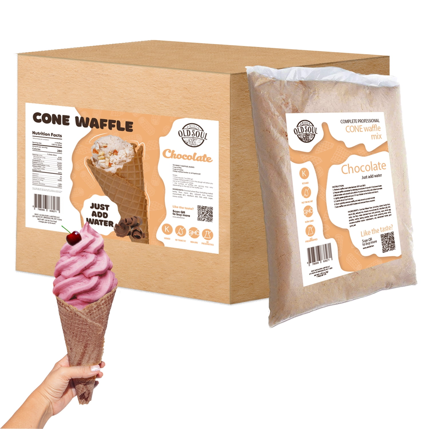 OldSoul Cone Waffle Mix | Cone Waffle Dough Mix | Soy & Nut Free | 30 ...