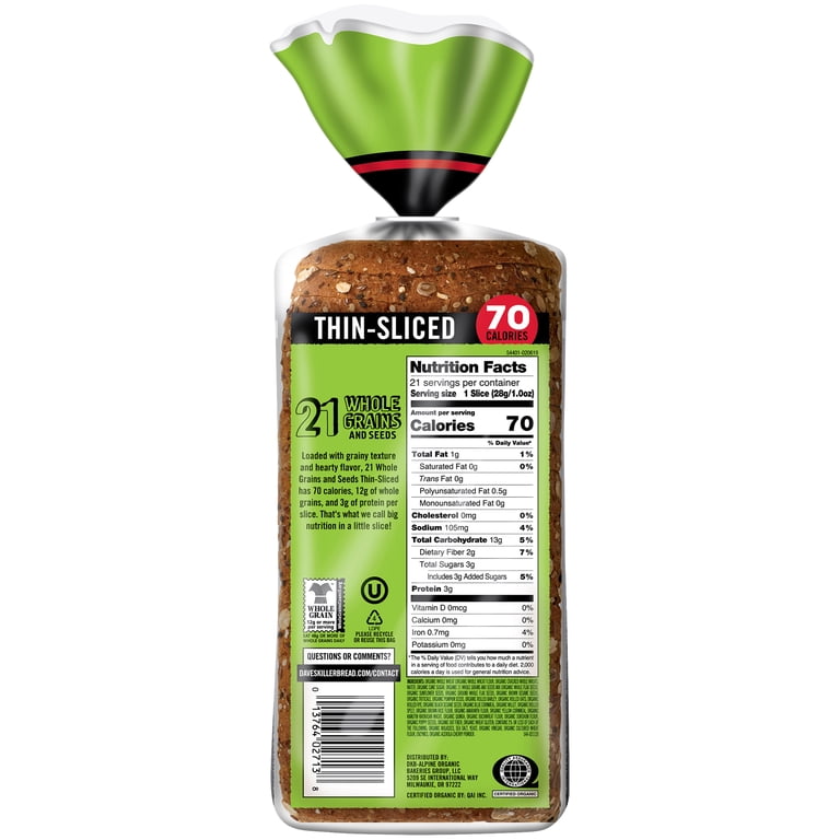 Dave's Killer Bread 21 Whole Grains And Seeds Thin-Sliced, 50% OFF