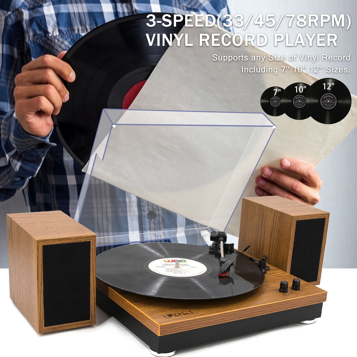 Buy LP&No.1 Record Player, Bluetooth Vinyl Turntable with Stereo ...