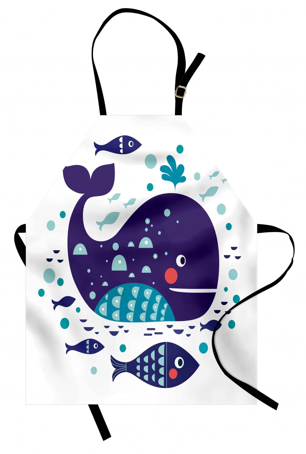 Whale Apron Navy Sea Theme Cartoon Big Fish with Others in Ocean ...
