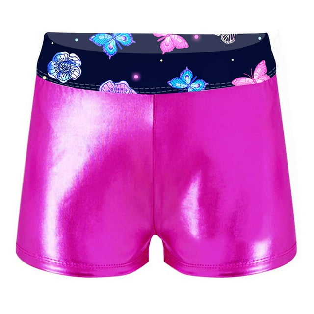 DPOIS Kids Girls Shiny Metallic Gymnastics Shorts Ballet Dance Shorts ...