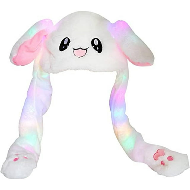 LNGOOR Cute Plush Bunny Hat Rabbit Cap - Ears Popping Up When Pressing ...