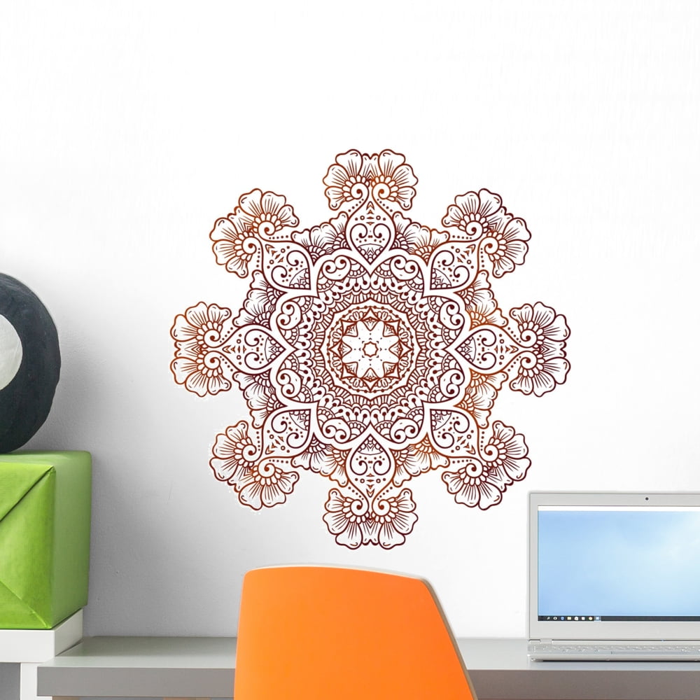 Circular Floral Ornament Mehndi Wall Mural Decal Sticker, Wallmonkeys ...