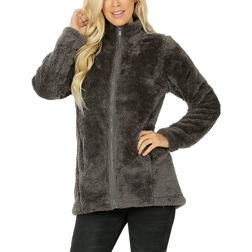 KOGMO - KOGMO Women's Soft Faux Fur Zip Up Jacket with Pockets Relaxed ...