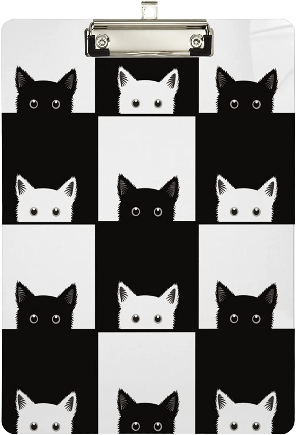 FMSHPON Cute Funny Cats Black White Check Pattern Clipboard Hardboard ...